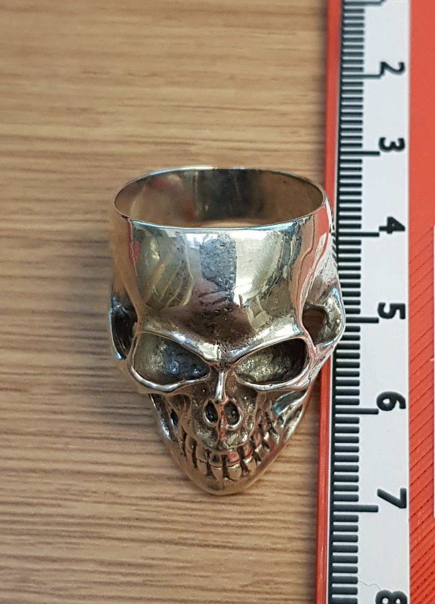 Skull Ring .925 Solid Sterling Silver Metal Biker Gothic | Etsy