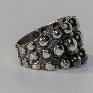 Bubbles Dots Chunky Ring .925 Solid Sterling Silver Biker Rocker Gothic ...