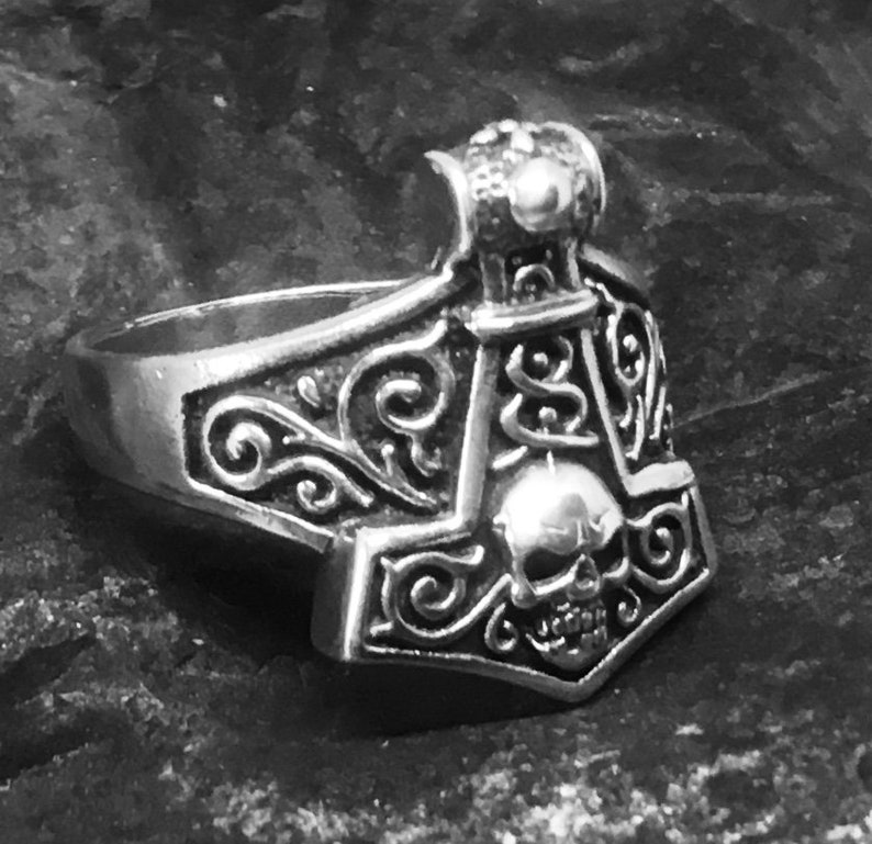Thors Hammer Ring .925 Solid Sterling Silver Heavy Metal, Biker Gothic ...