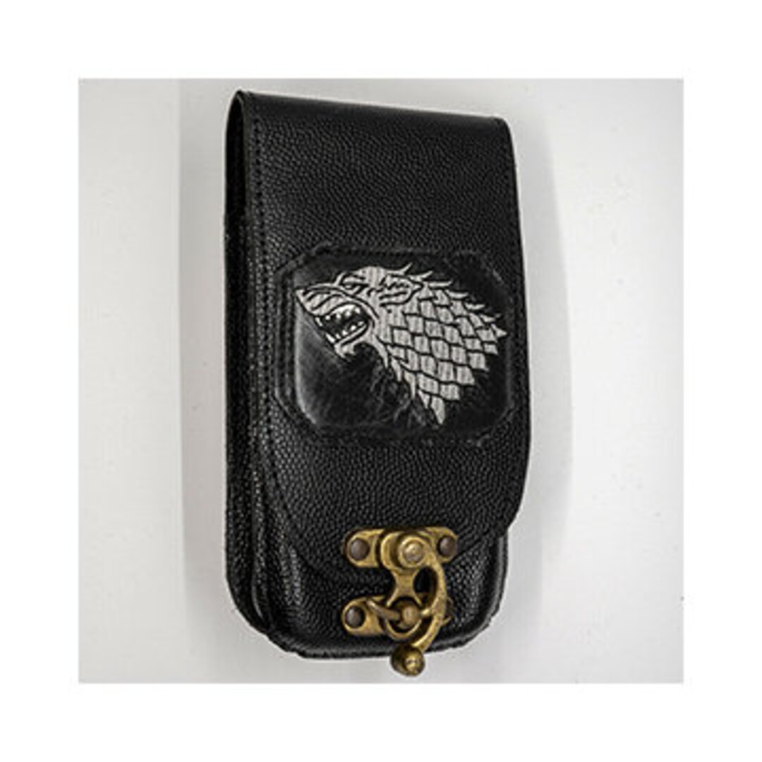 Leather Embroidered Wolf Mobile Cell Phone Pouch Stark Wolf Belt Loop ...