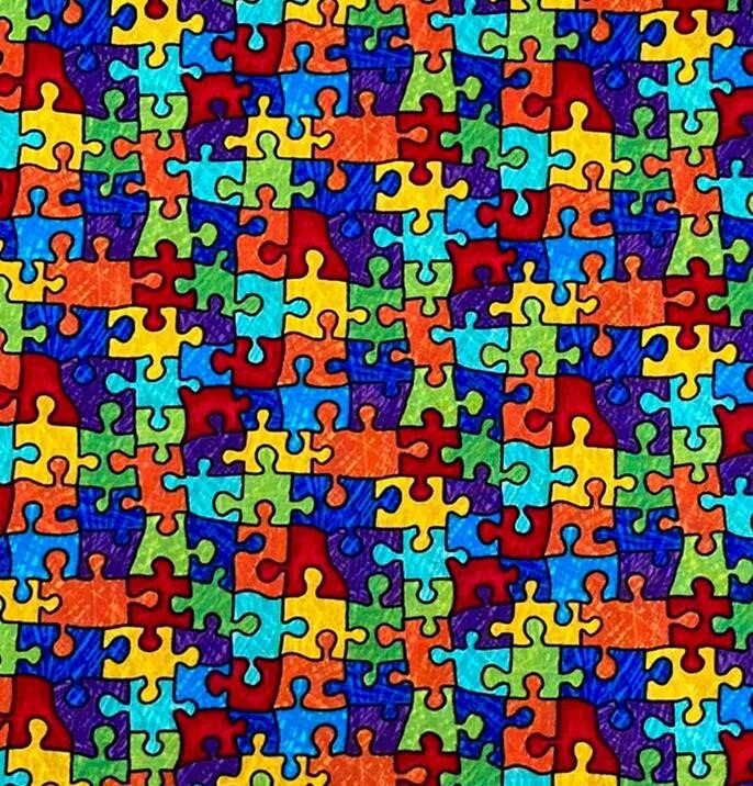 1/2 Metre Bright & Vibrant Jigsaw Piece Designer Material - Etsy UK