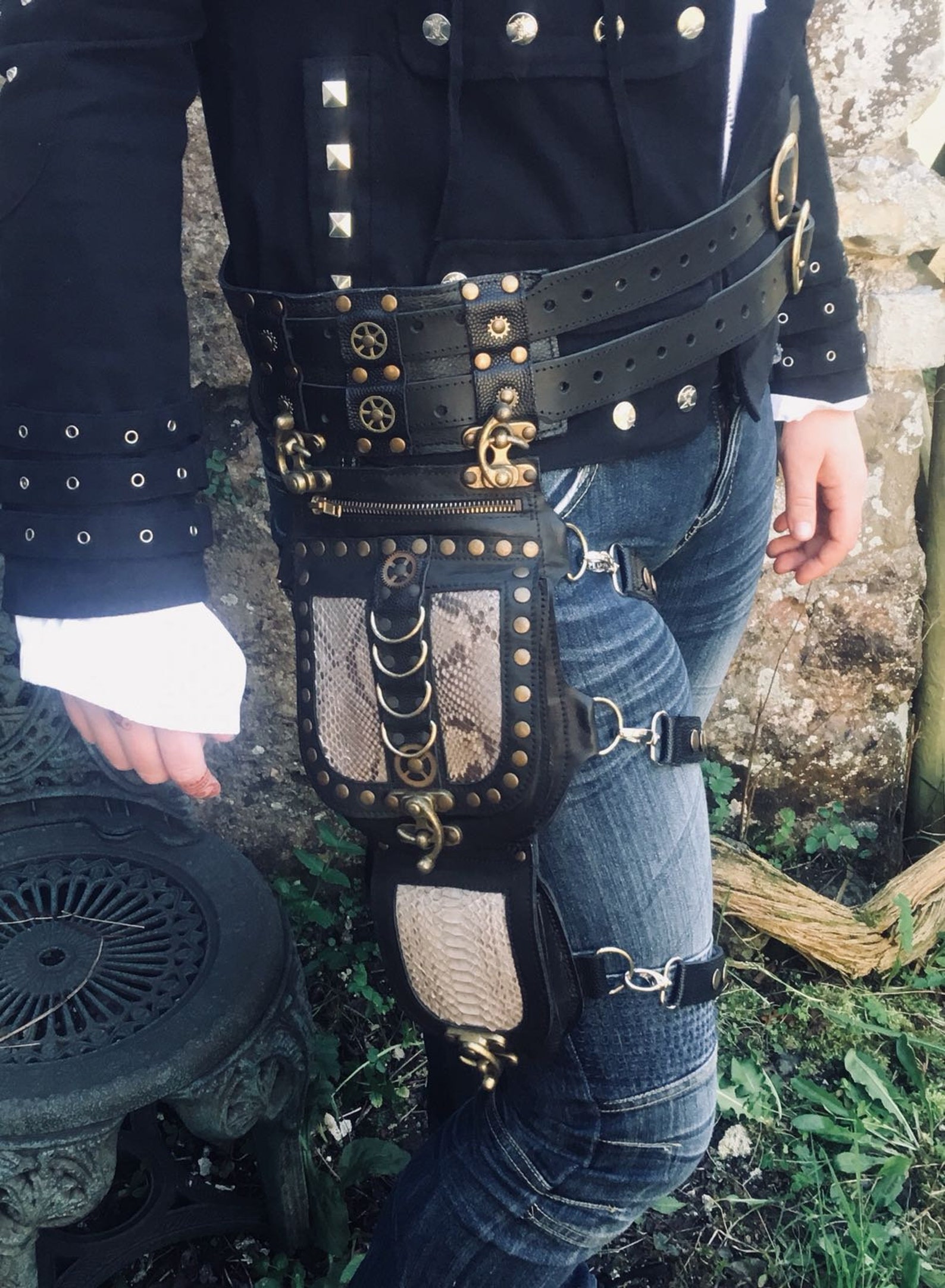 Festival Utility Belt Leg Strap, Steampunk Cyberpunk Dieselpunk Leather ...