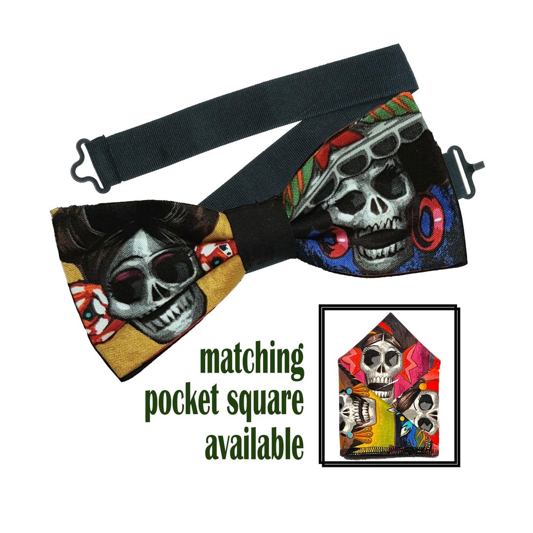 Day of the Dead Skull Bow Tie & Pocket Square Perfect Accessory for ...