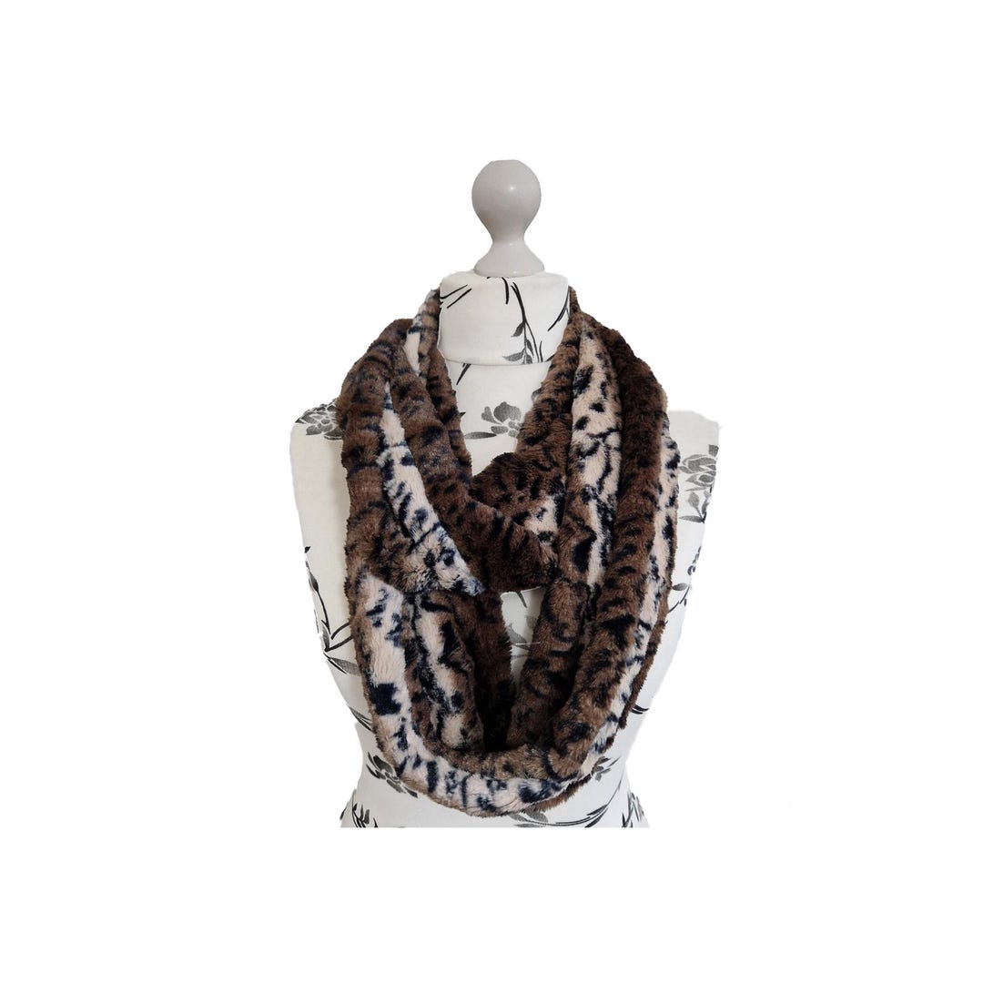 Wild Big Cat Leopard Twisted Infinity Scarf Neck Warmer Faux Fur Soft ...