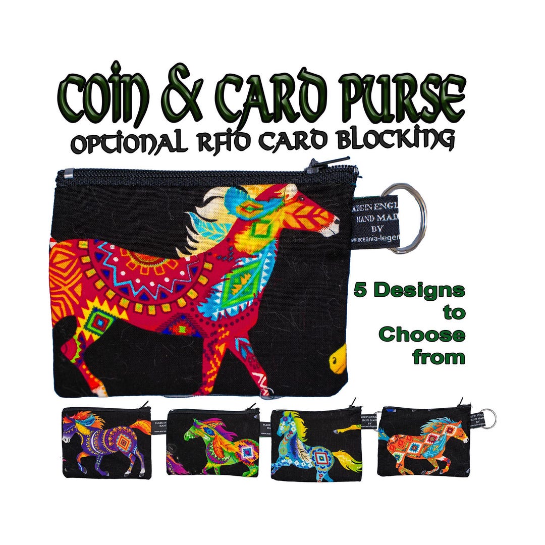 Horses With Aztec Style Designs Painted in Bright Colours Coin Purse ...