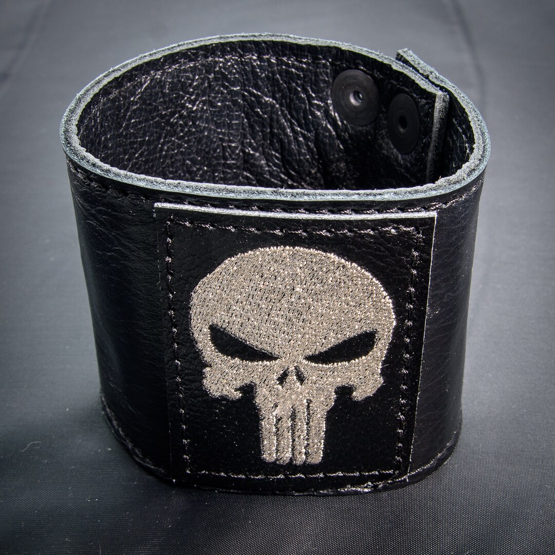 Awesome Marvel Punisher Design Embroidered on Our Leather - Etsy