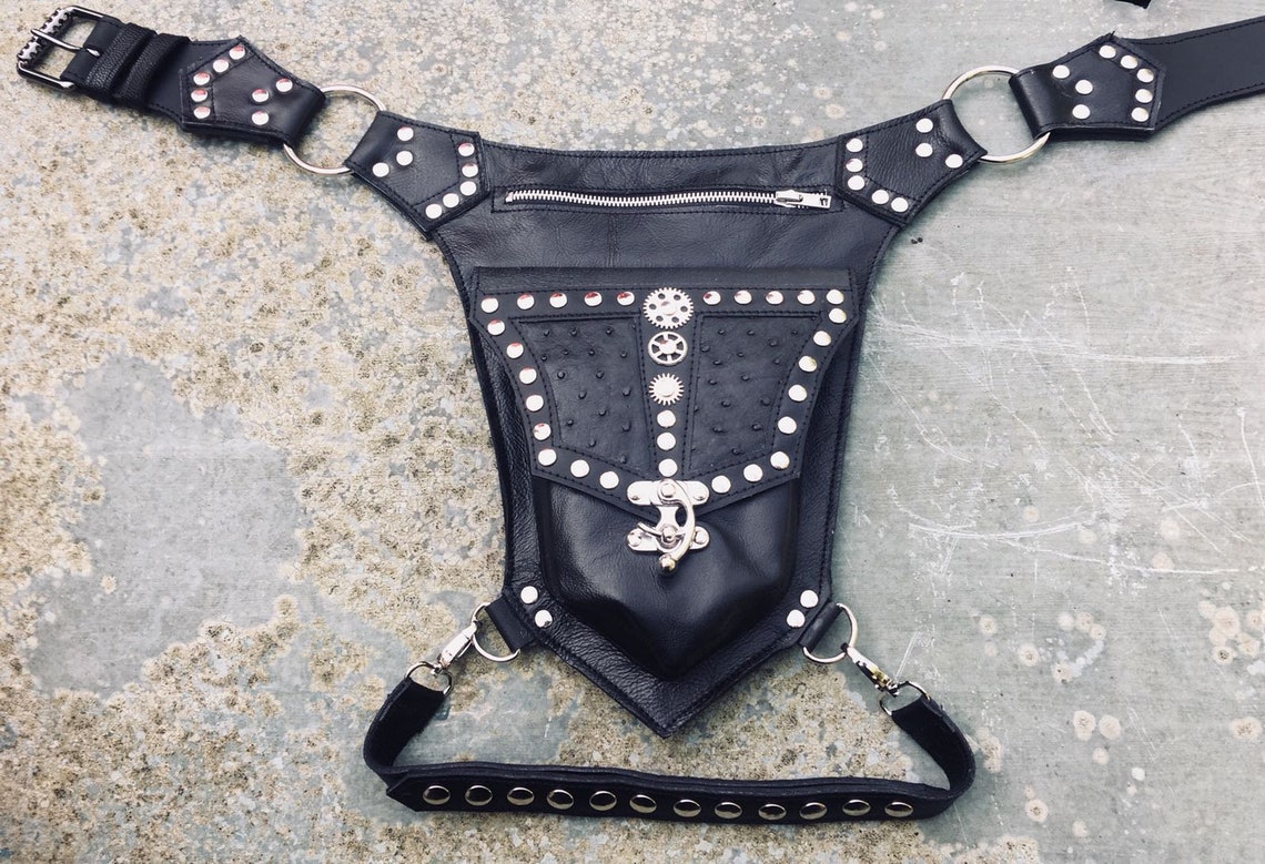 Festival Utility Belt Leg Strap, Steampunk Cyberpunk Dieselpunk Leather ...