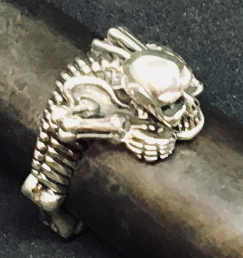 Skeleton Skull Bones Ring 925 Solid Sterling Silver Heavy | Etsy