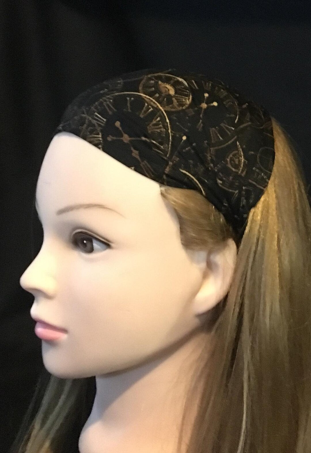 Steampunk Clock Face Headband Bandana Hair Tie Turban Fabric Ladies ...