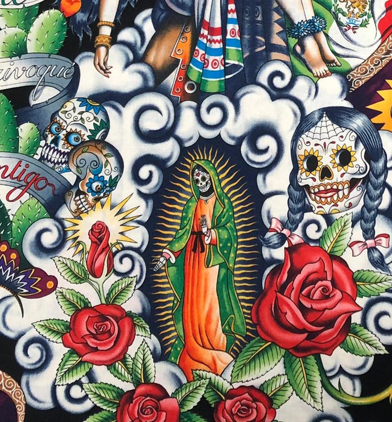 Great Mexican Day of the Dead Mayan Pyramid Designer Bandana Headband ...