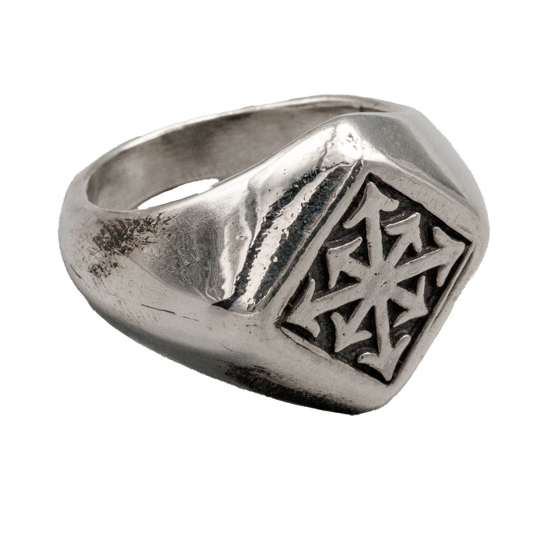 Chaos Star Signet Ring .925 Solid Sterling Silver Arrows Biker Gothic ...