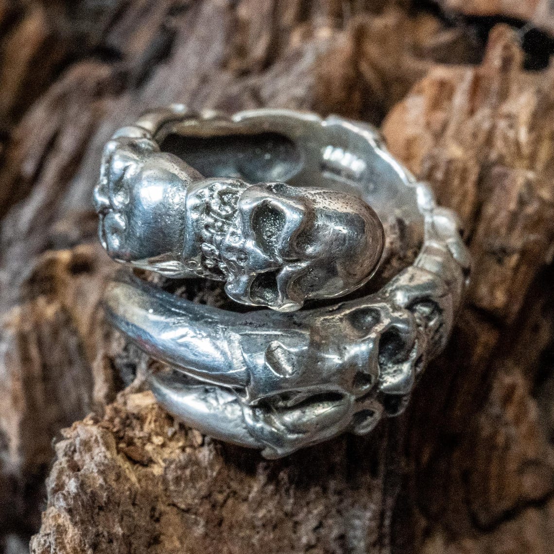 Skull & Dragon Claw Ring .925 Solid Sterling Silver Metal, Biker Gothic ...