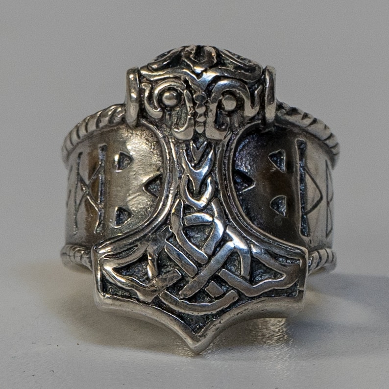 Thors Hammer Rune Ring .925 Solid Sterling Silver Viking - Etsy