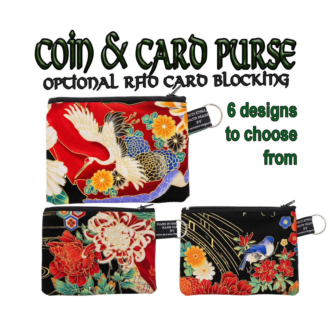 Japanese Geisha, Bird & Floral Design Coin/card Purse Handmade From 100 ...