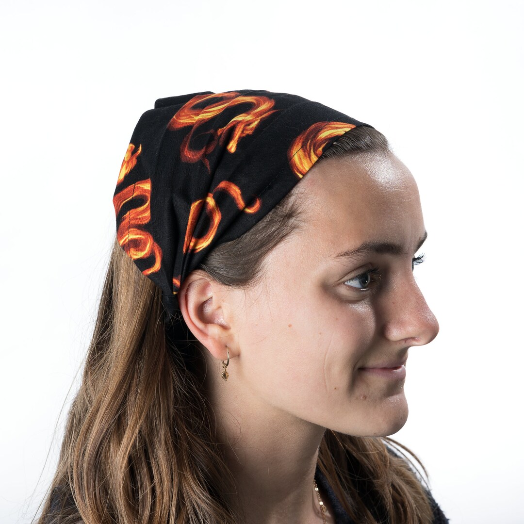 Fiery Chinese Dragon Designer Elasticated Headband Handmade From 100% ...