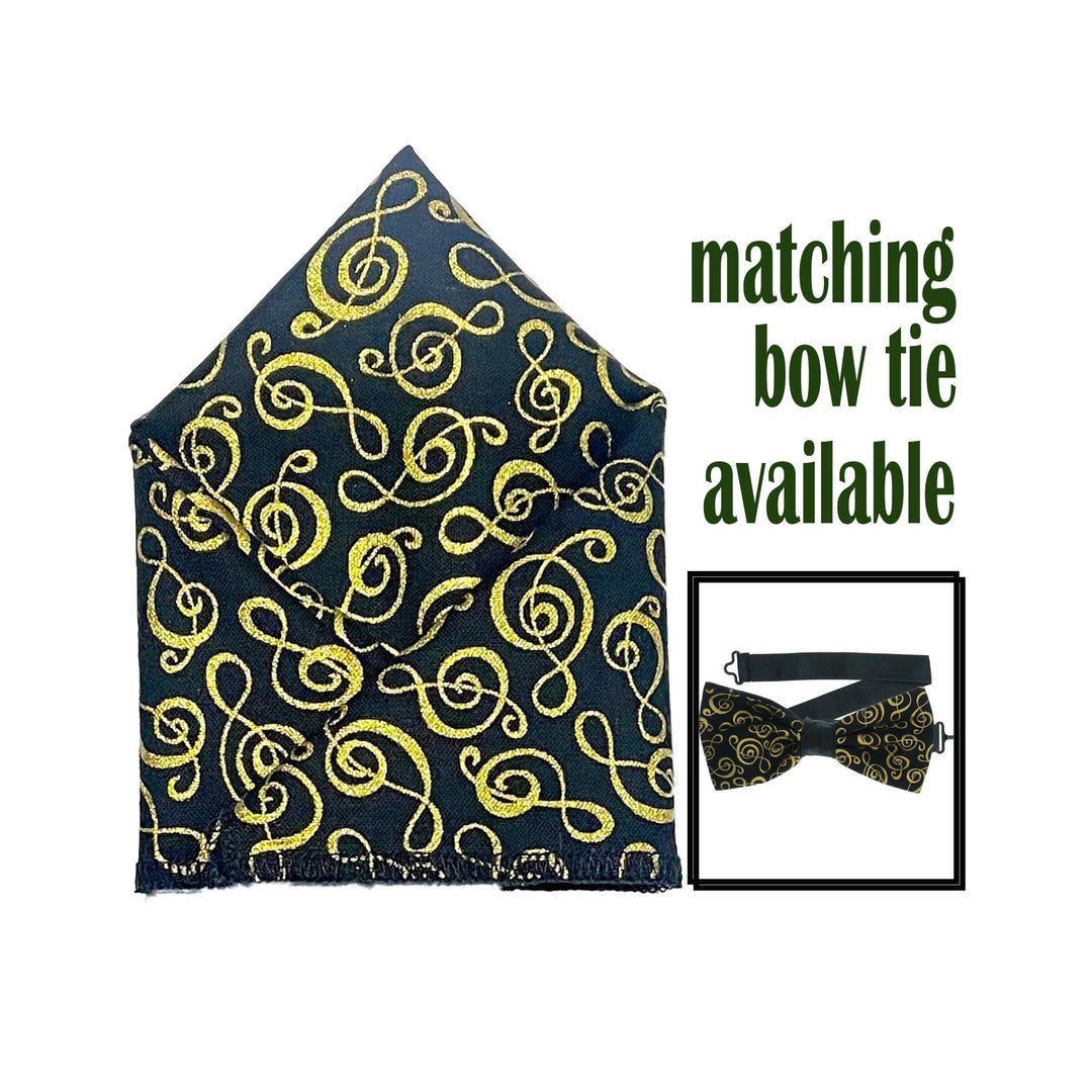 Treble Clef Music Note Pocket Square & Bow Tie Perfect Accessory for ...