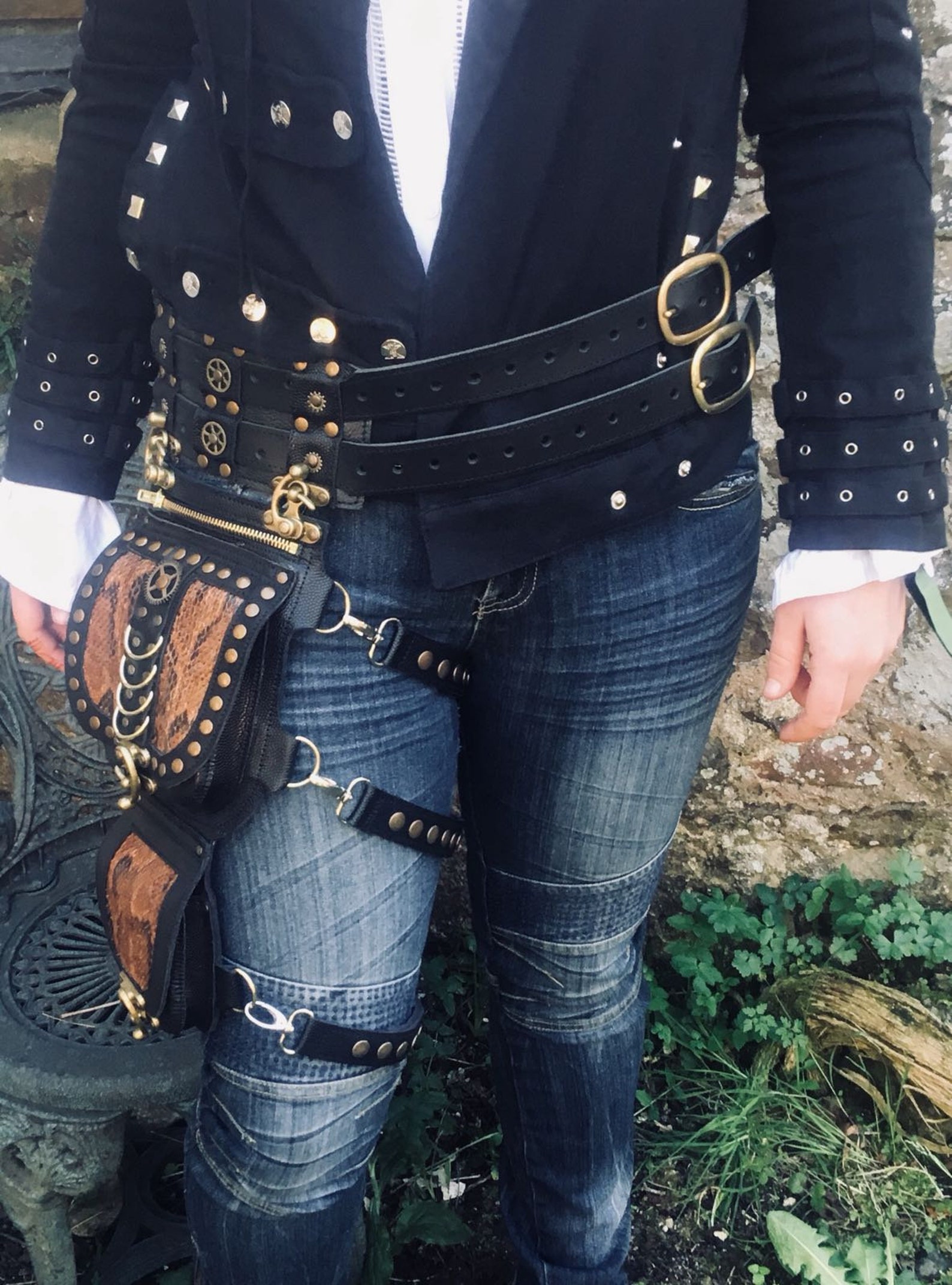 Festival Utility Belt Leg Strap, Steampunk Cyberpunk Dieselpunk Leather ...