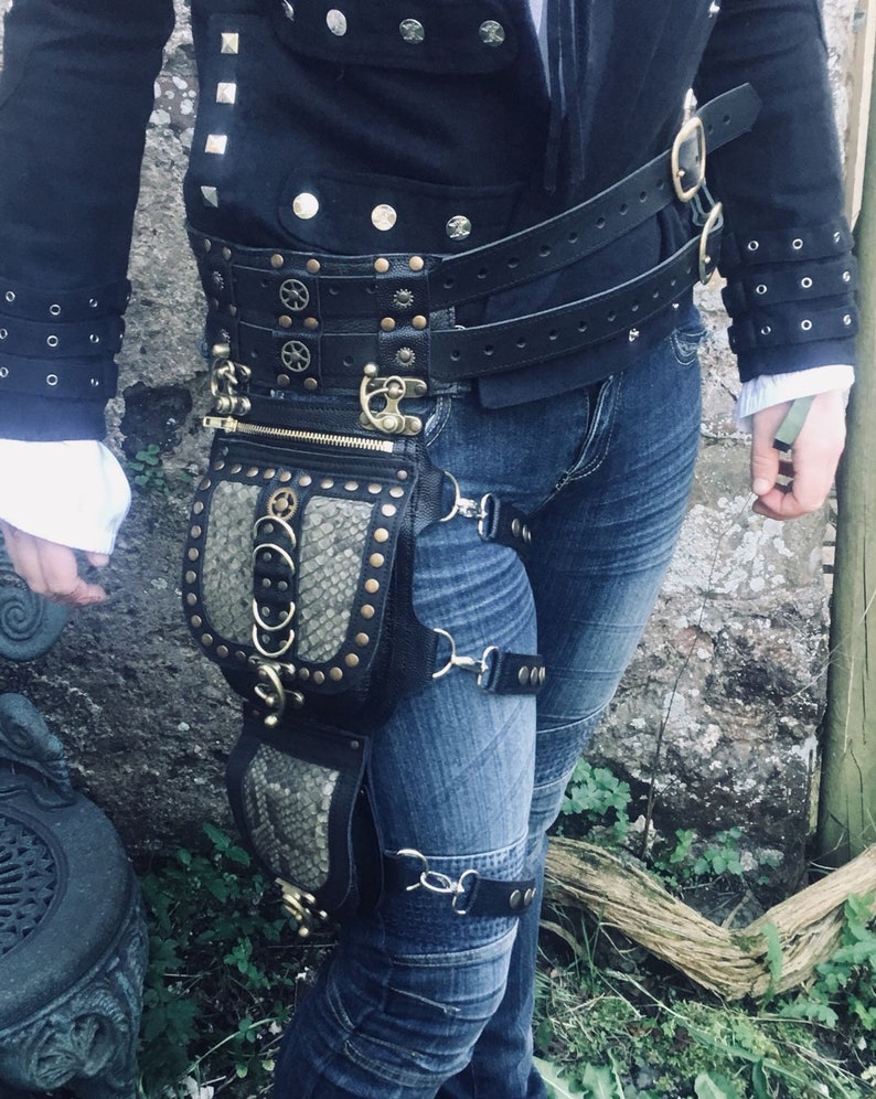 Festival Utility Belt Leg Strap, Steampunk Cyberpunk Dieselpunk Leather ...