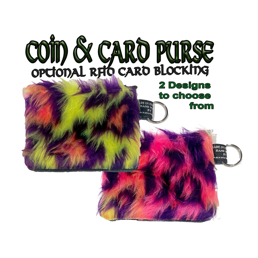 Fun and Funky Fluffy Leopard Faux Fur Coin & Card Purse Handmade, Great ...