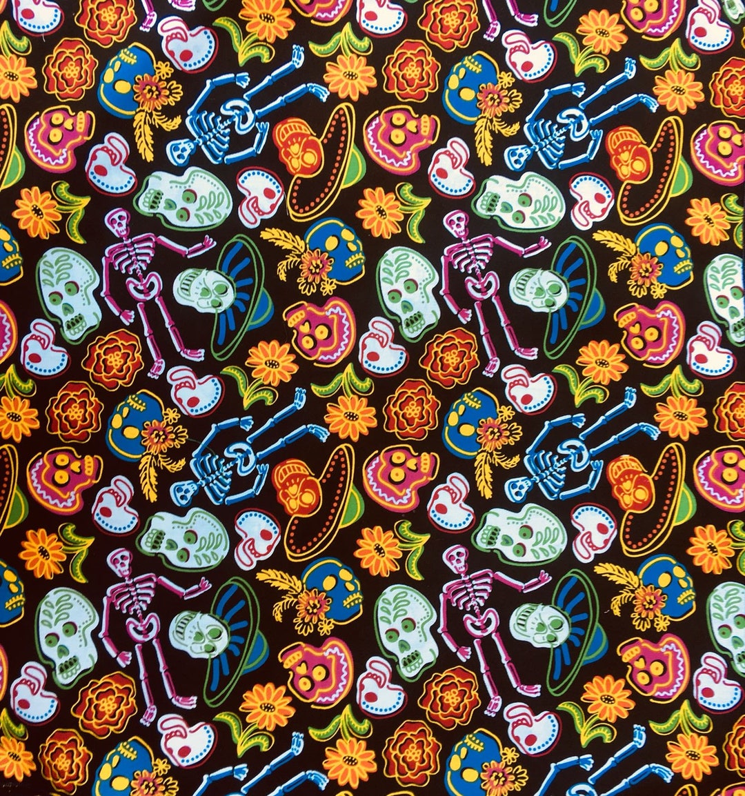 Day of the Dead Skull & Skeleton Bandana Biker Gothic Headband Hair Tie ...