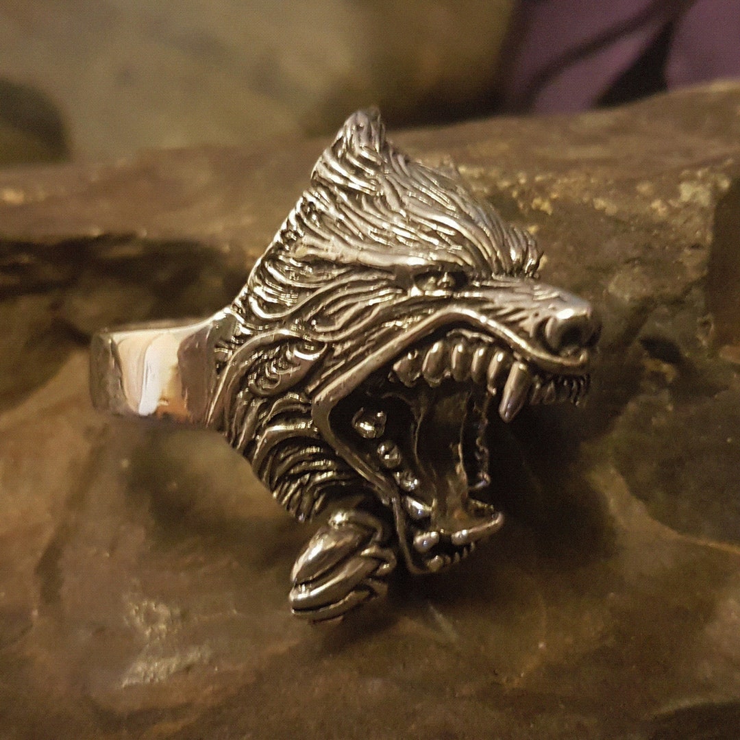 Wolf Ring .925 Solid Sterling Silver Biker Rocker Animal Fan Twilight ...