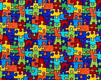 Autism Awareness Fabric,polyester Cotton Fabric/100% Cotton ,puzzle ...