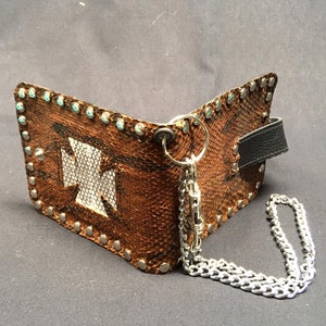 Genuine Real Vintage African Python and Sea Snake Skin Iron Cross ...