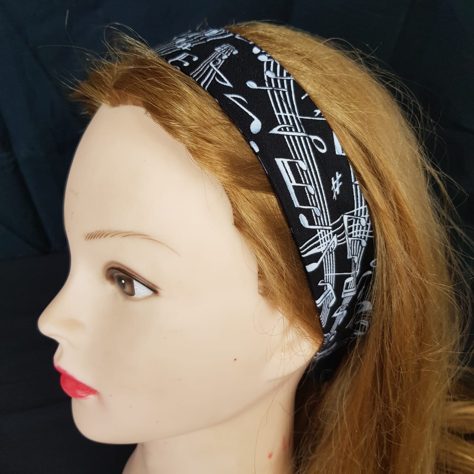 Great Musical Notes Design on Our Handmade Elasticated Headband Great ...