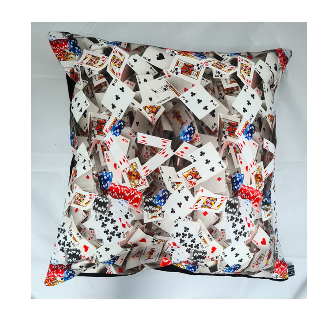 Great Fun Designer Cushion Cover With 3d Playing Cards Fits 18" X 18 ...