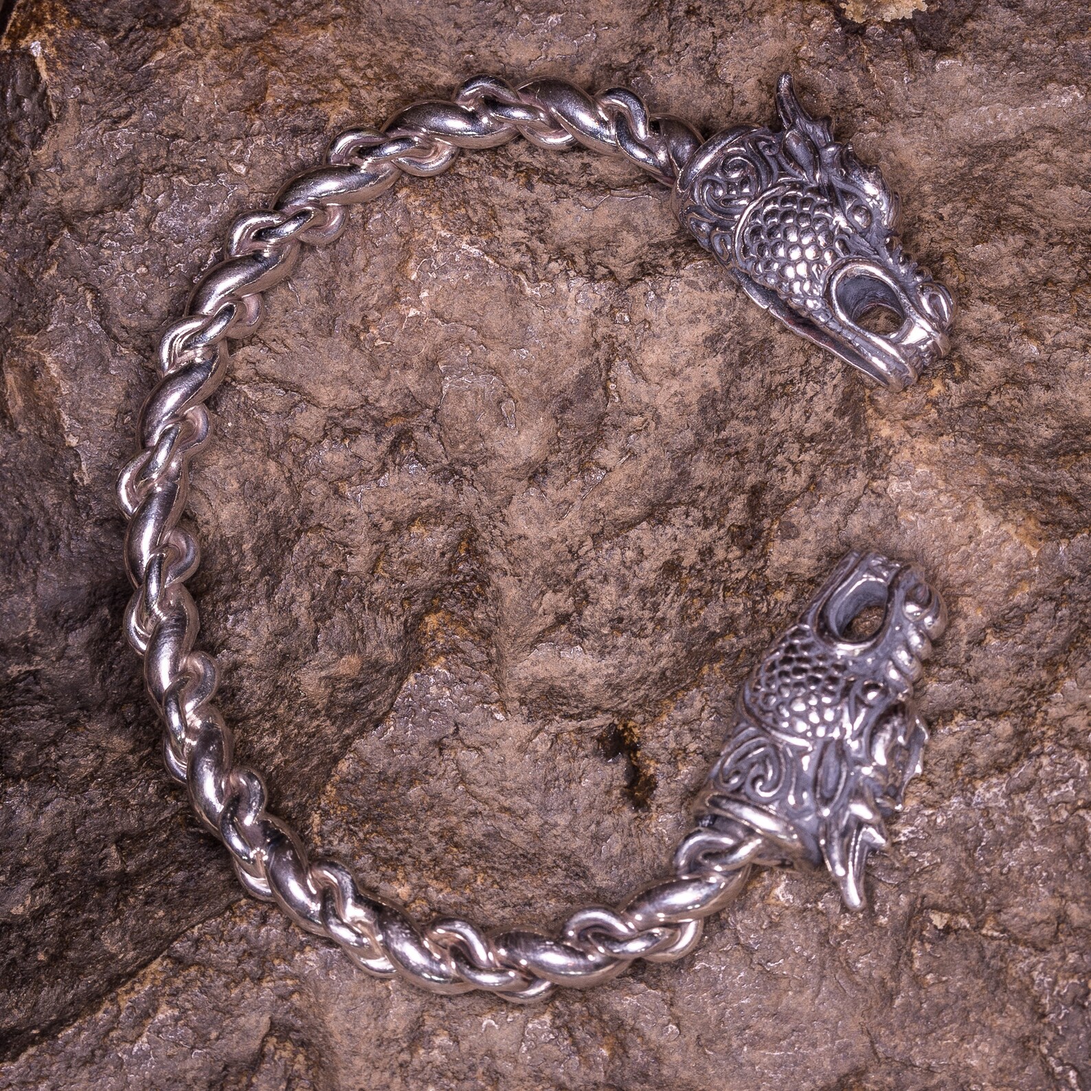 Amazing Details on Our Dragon .925 Silver Torc Bangle Bracelet Handmade ...