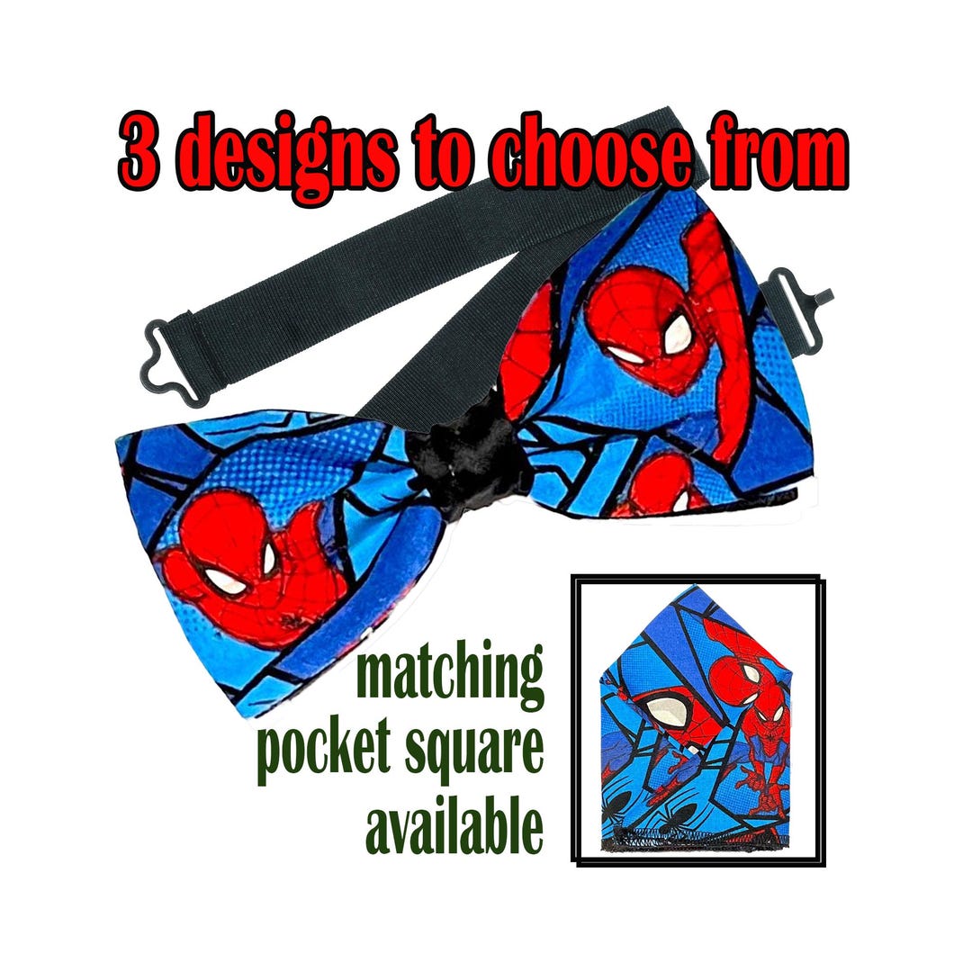 Spiderman Superhero Bow Tie & Pocket Square Perfect Accessory for ...