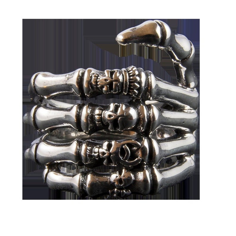 Awesome Skeleton Hand Ring With Voodoo Skull Details on Each | Etsy