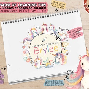 Personalized UNICORN Learning Workbook PRINTABLE, Writing & Tracing ...