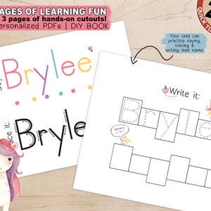 Personalized UNICORN Learning Workbook PRINTABLE, Writing & Tracing ...