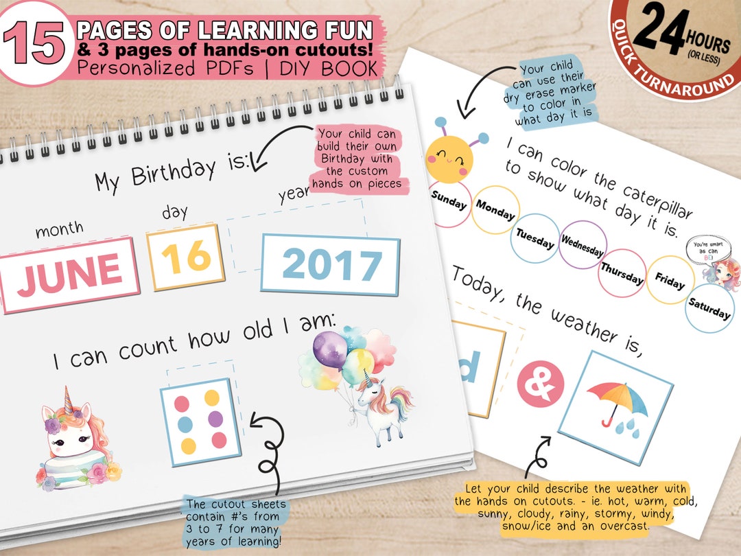 Personalized UNICORN Learning Workbook PRINTABLE, Writing & Tracing ...