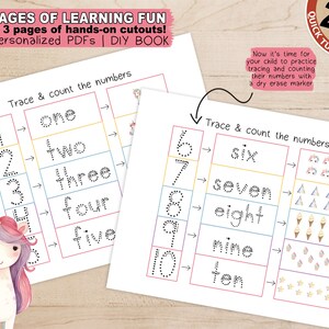 Personalized UNICORN Learning Workbook PRINTABLE, Writing & Tracing ...