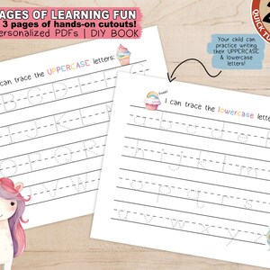 Personalized UNICORN Learning Workbook PRINTABLE, Writing & Tracing ...