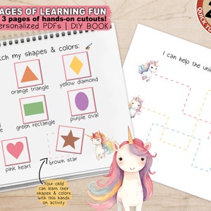Personalized UNICORN Learning Workbook PRINTABLE, Writing & Tracing ...