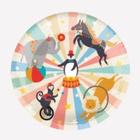 8 Vintage Circus Plates With Gold Foiling, Vintage Circus Plates ...