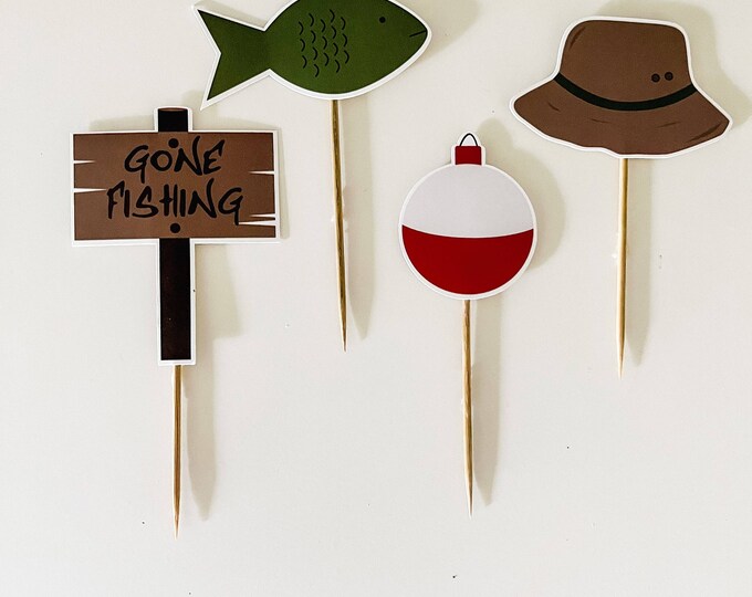 Fishing Cupcake Toppers 4 Designs 8 per Pack - Etsy