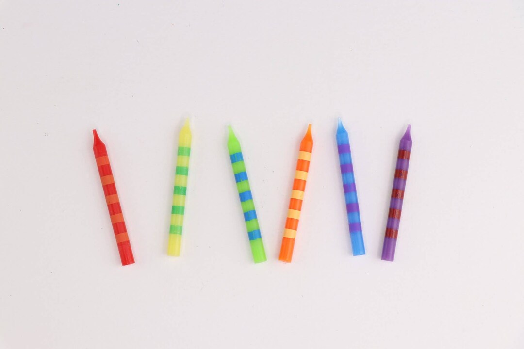 Striped Birthday Candles - 24 Pack - Etsy