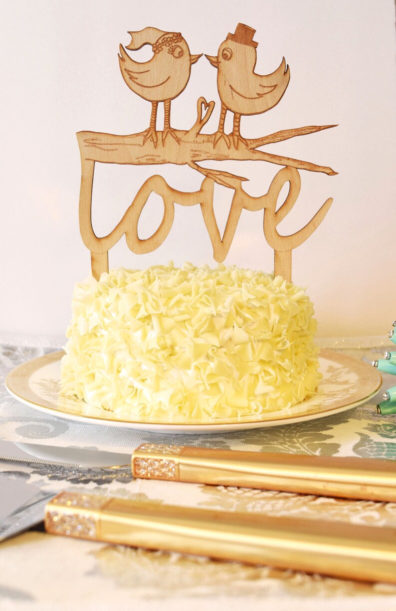Love Birds Wedding Cake Topper, Bird Cake Topper, Whimsical Cake Topper ...