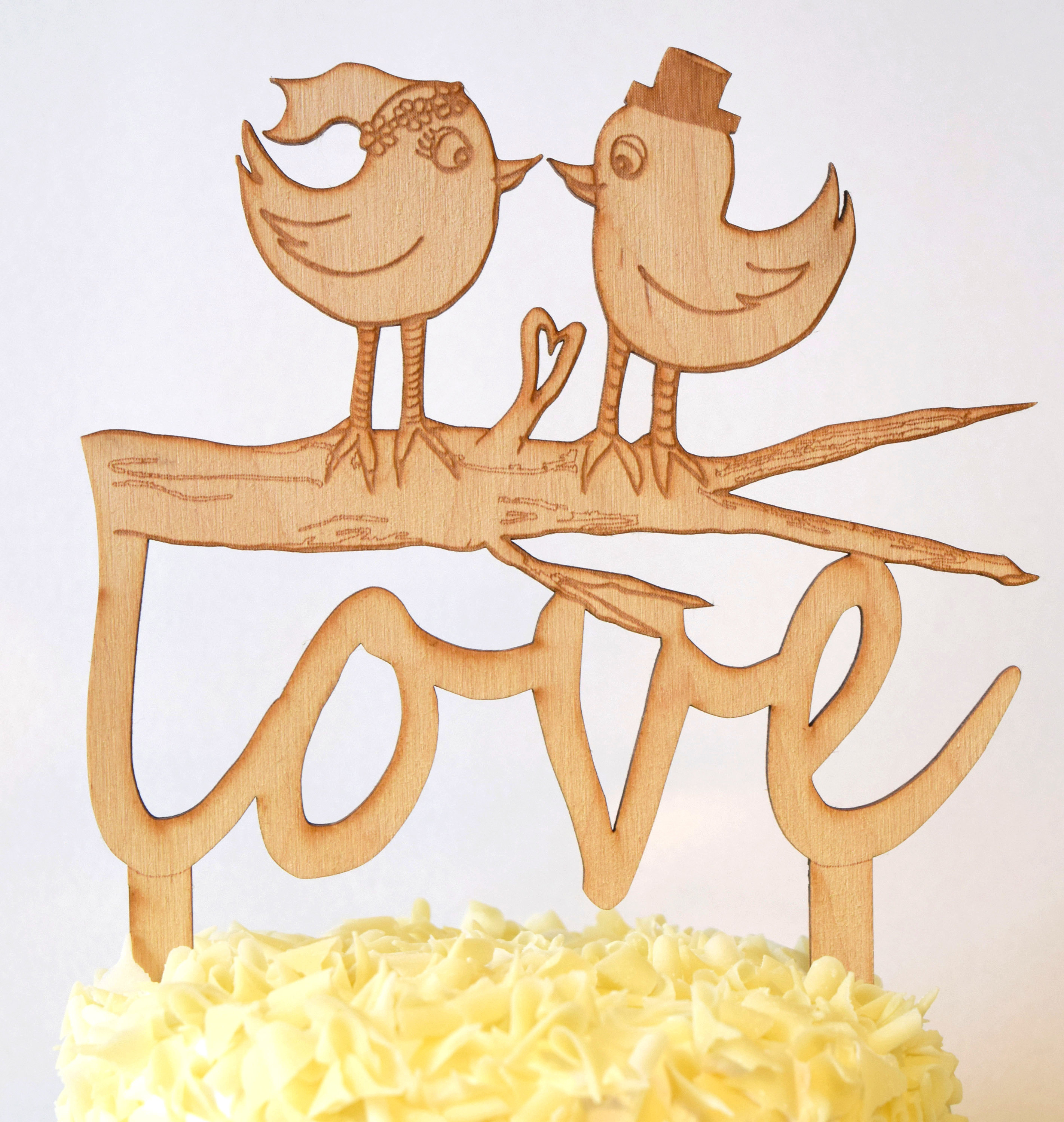 Love Birds Wedding Cake Topper, Bird Cake Topper, Whimsical Cake Topper ...