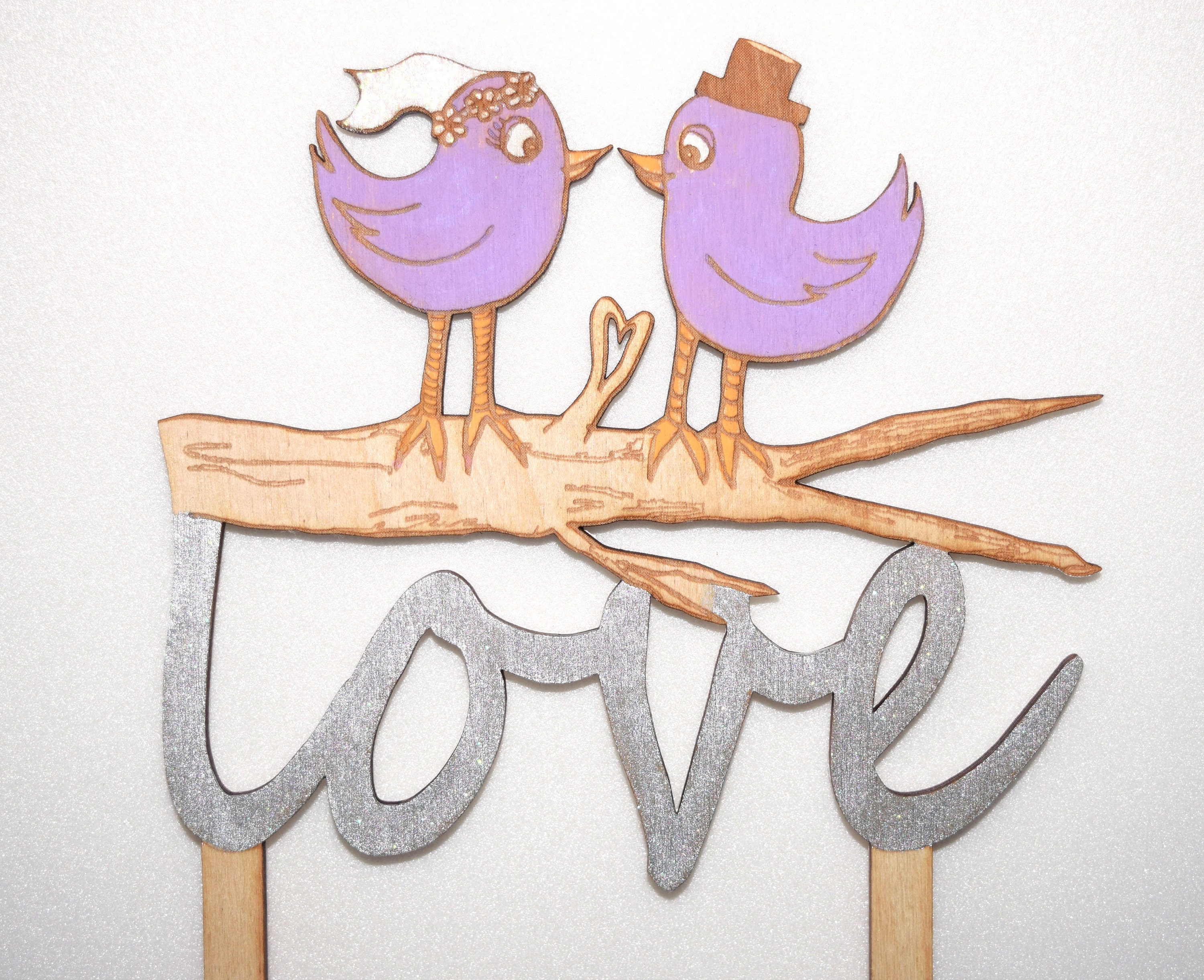 Love Birds Wedding Cake Topper, Bird Cake Topper, Whimsical Cake Topper ...