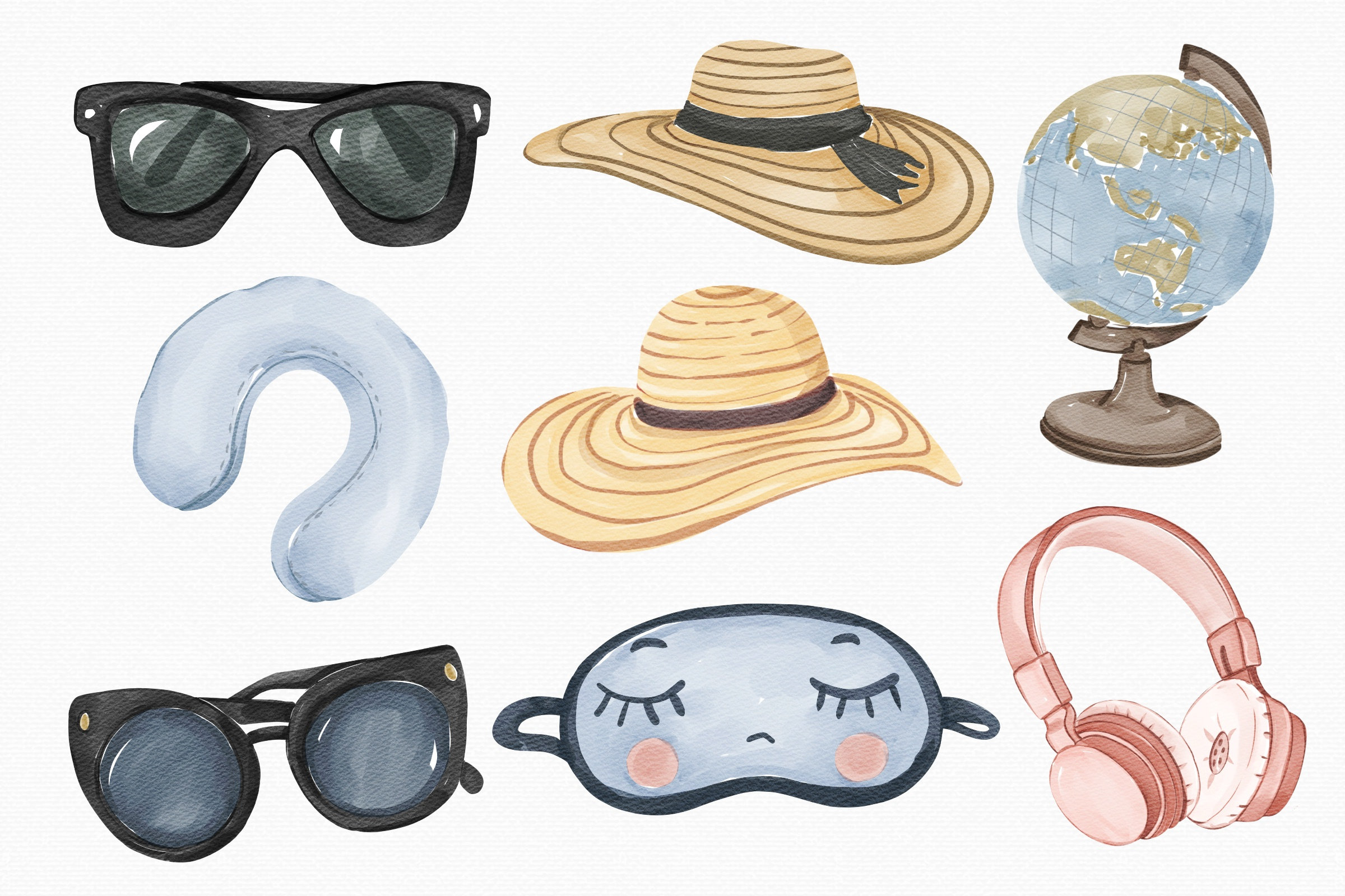 Watercolor Travel Clipart: Summer Vacation Graphics (PNG Digital ...
