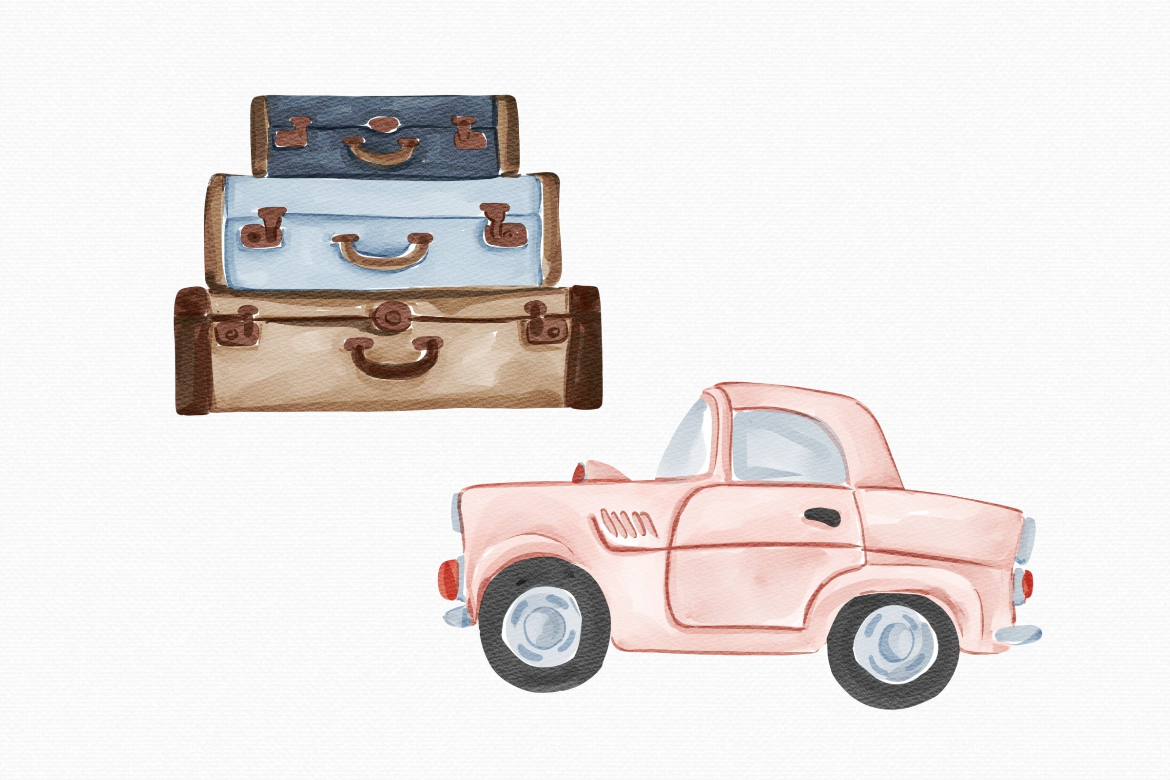 Watercolor Travel Clipart Summer Vacation Clipart Summer - Etsy