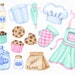 Watercolor Baking Clipart, Baking Supplies Clipart, Cute Baker, Bakery ...