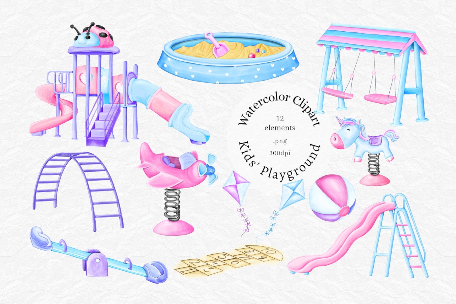 Watercolor Playground Clip Art Children Kids Park Clipart - Etsy