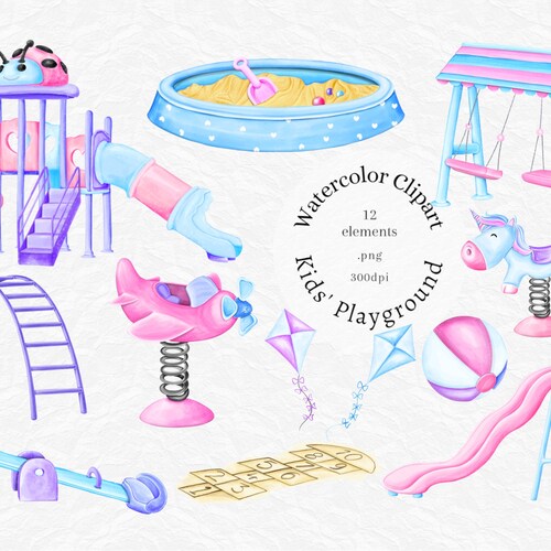 Watercolor Playground Clip Art Children Kids Park Clipart - Etsy UK