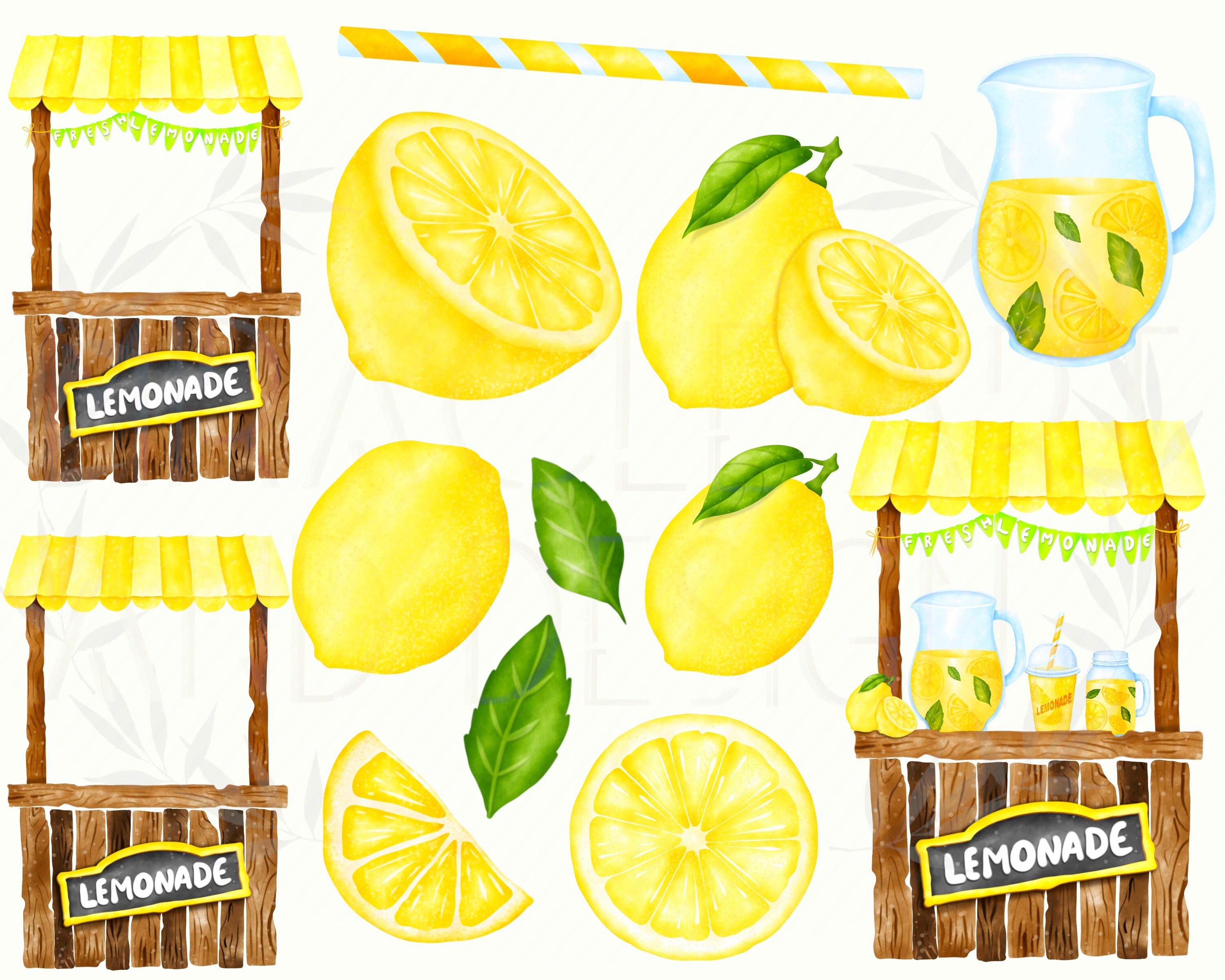 Lemonade Clipart Watercolor Lime Lemon Clipart Popsicle - Etsy